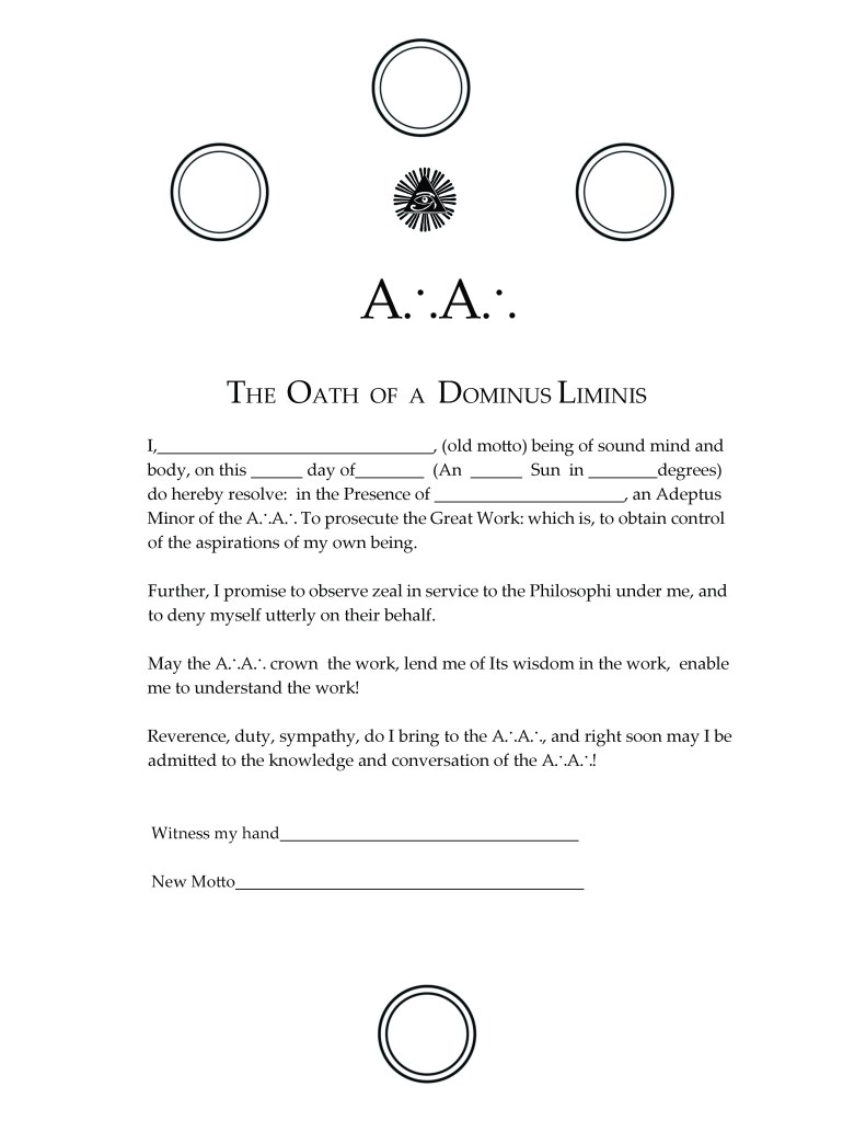 The Oath of a Dominus Liminis – Frater 273 | Reflections on Thelema
